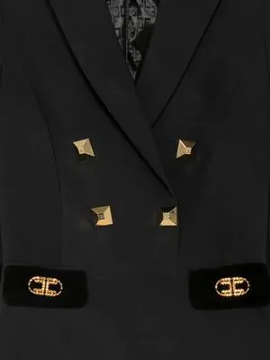 Elisabetta Franchi Double-breasted Jumpsuit With Gold-tone Logo Plaque