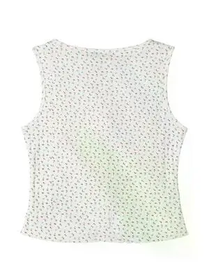 TOUT A COUP Ribbed Floral Print Sleeveless Top