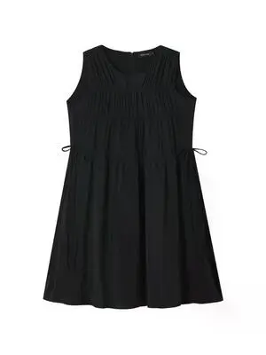 TOUT A COUP Ruched Sleeveless Round Neck Mini Dress