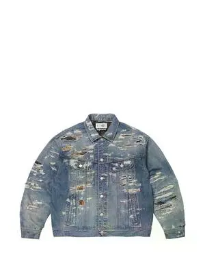 Supreme X Mm6 Maison Margiela Distressed Denim Jacket - Blue