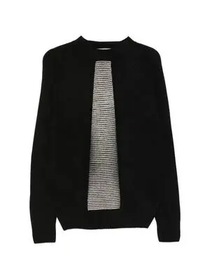 D.exterior Ribbed Knit Metallic Panel Sweater