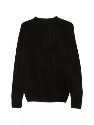 D.exterior Ribbed Knit Metallic Panel Sweater