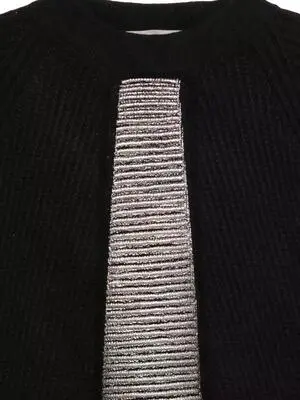 D.exterior Ribbed Knit Metallic Panel Sweater
