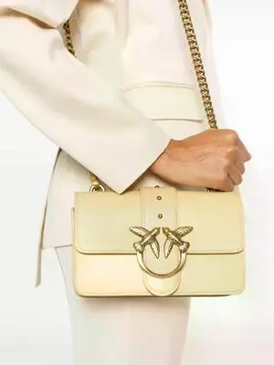 Pinko Love Birds Stud-embellished Leather Shoulder Bag