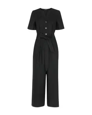Whistles Petite Fiona Linen Button Front Jumpsuit
