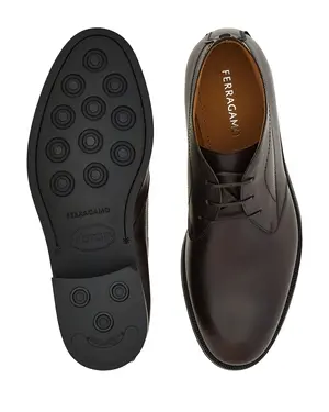 FERRAGAMO Leather Lace-up Ankle Boots
