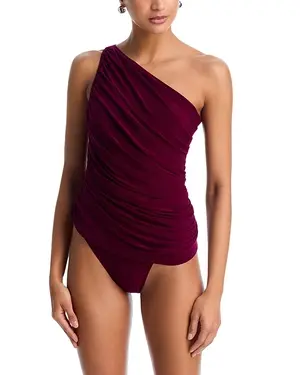 Norma Kamali Diana Mio One-shoulder Ruched One-piece Swimsuit - Plum