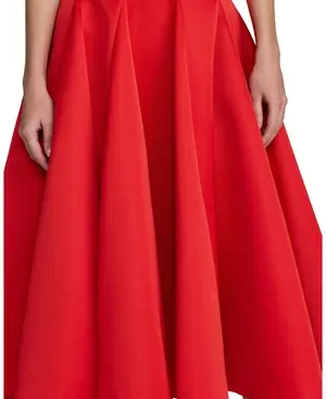 Mac Duggal One Shoulder Satin Midi Dress With 3d Flower Detail - Red