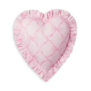 LoveShackFancy Sweetheart Ruffle Heart Pillow - Raspberry Rose