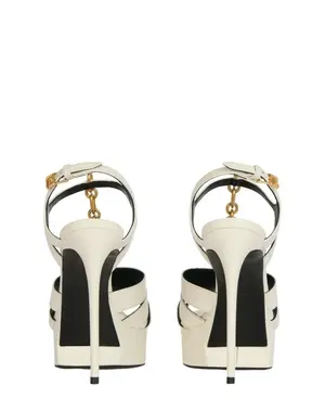 Balmain Smooth Leather Platform Sandals With Chain Detail - White