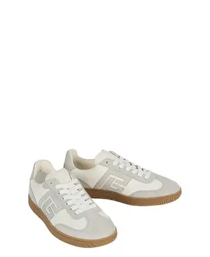Balmain Swan Trainers In Smooth Leather And Suede - Grey