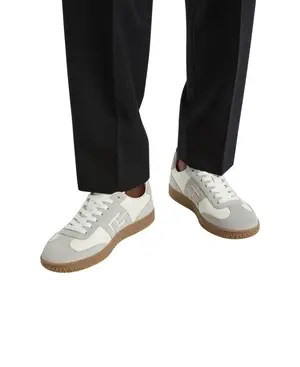 Balmain Swan Trainers In Smooth Leather And Suede - Grey