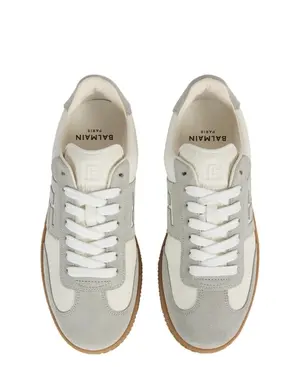 Balmain Swan Trainers In Smooth Leather And Suede - Grey