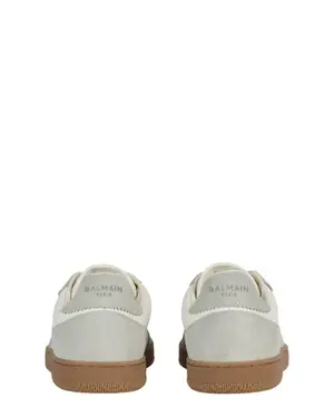 Balmain Swan Trainers In Smooth Leather And Suede - Grey