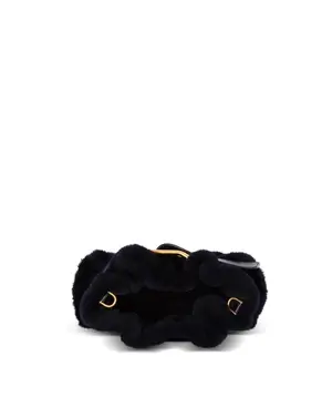 Balmain Shearling Mini Bag With Gold Tone Buckle