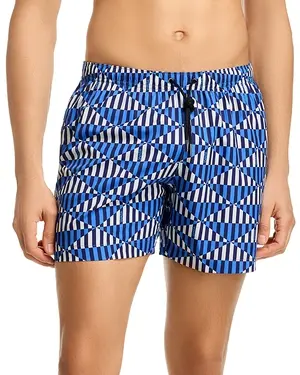 YUASA MENSWEAR Vertigo Diamonds 5" Swim Shorts - Blue