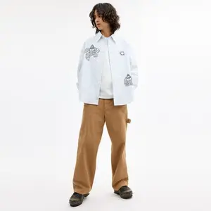 COACH X Brain Dead Striped Embroidered Cotton Shirt