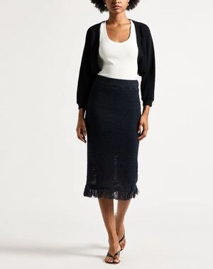 Peserico Midi Skirt In Linen And Cotton - Blue