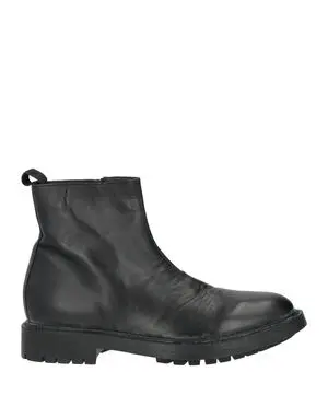 Moma Dark Leather Ankle Boots - Black