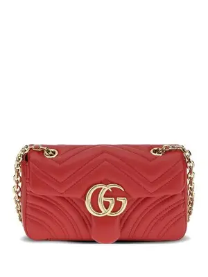 Gucci Gg Marmont Small Leather Shoulder Bag - Red