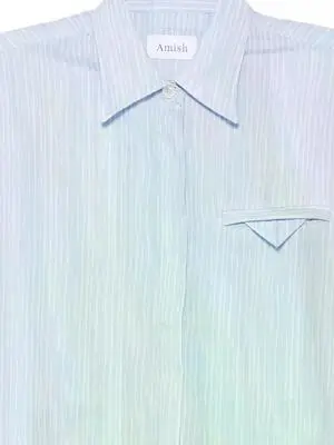 AMISH SUPPLIES Striped Tie-fastening Shirt - Blue