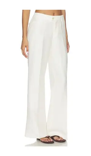 Closed Flared Linen Pants In Ivory