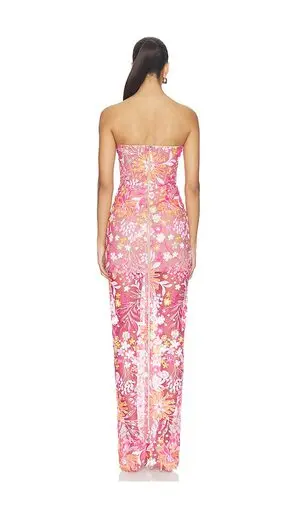 BRONX BANCO Mallorca Sequin Dahlia Strapless Maxi Dress