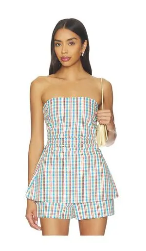 Faithfull The Brand Isole Top In Cream,blue - Sofia Check