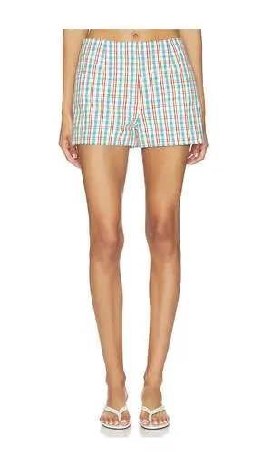 Faithfull The Brand Aurora Mini Short In Cream,blue - Sofia Check
