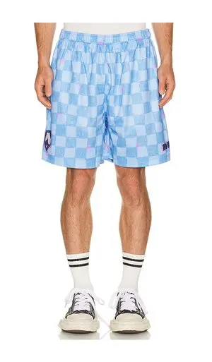 NAHMIAS Scribble Check Soccer Short - Blue Iris