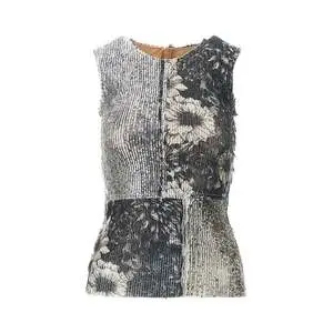 MAISON MARGIELA Sleeveless Floral Patchwork Sequin Top - Silver