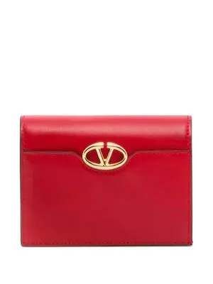 Valentino Garavani Vlogo The Bold Edition Small Calfskin Wallet - Red
