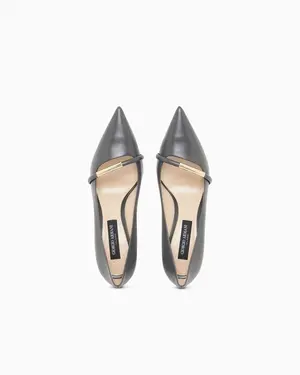 Giorgio Armani Pointed Leather Pumps With Metallic Strap