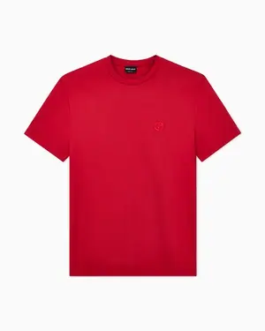 Giorgio Armani Short-sleeve Cotton Interlock T-shirt With Logo Red