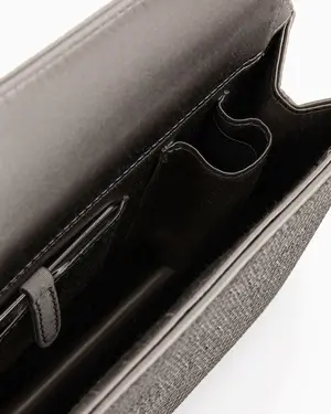 Giorgio Armani Rhinestone Embellished Satin Clutch With Chain Strap - Grey