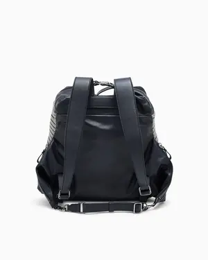 Giorgio Armani Pleated Canvas Backpack With Smooth Leather Details