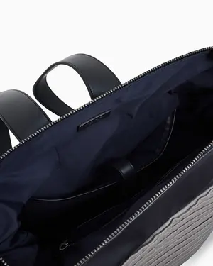 Giorgio Armani Pleated Canvas Backpack With Smooth Leather Details