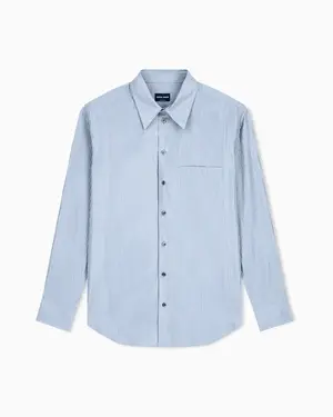 Giorgio Armani Striped Cotton And Silk Shirt With Chest Pocket - Patterned
