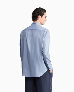 Giorgio Armani Striped Cotton And Silk Shirt With Chest Pocket