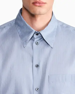 Giorgio Armani Striped Cotton And Silk Shirt With Chest Pocket
