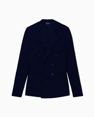 Giorgio Armani Double-breasted Viscose Blazer With Lapels And Flap Pockets