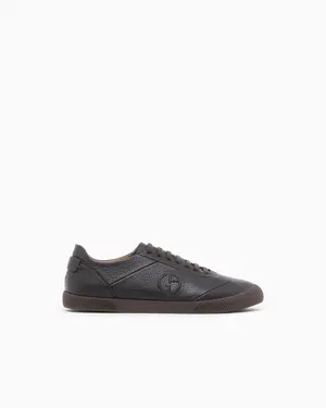 Giorgio Armani Textured Leather Lace-up Sneakers - Brown