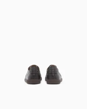 Giorgio Armani Textured Leather Lace-up Sneakers - Brown