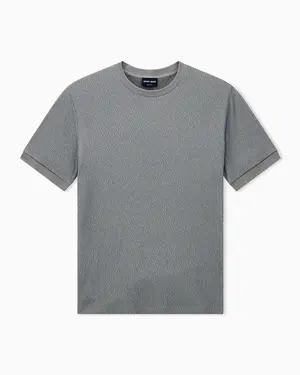 Giorgio Armani T-shirt Regular Fit In Viscose And Cashmere Jacquard Jersey - Grey