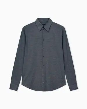 Giorgio Armani Shirt Regular Fit In Micro Jacquard Cotton Jersey - Patterned