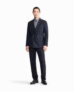 Giorgio Armani Shirt Regular Fit In Micro Jacquard Cotton Jersey