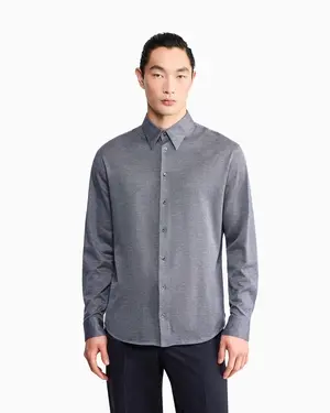 Giorgio Armani Shirt Regular Fit In Micro Jacquard Cotton Jersey
