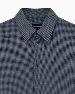 Giorgio Armani Shirt Regular Fit In Micro Jacquard Cotton Jersey