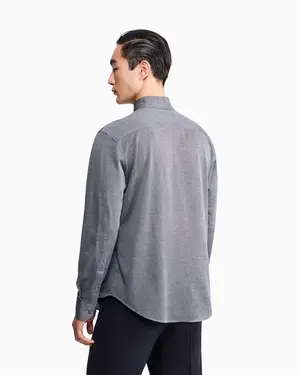 Giorgio Armani Shirt Regular Fit In Micro Jacquard Cotton Jersey