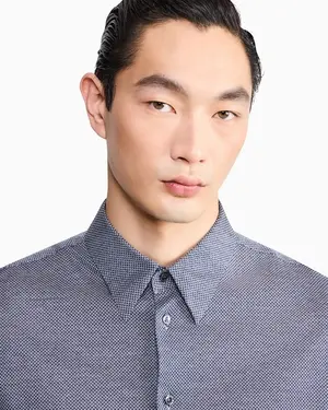 Giorgio Armani Shirt Regular Fit In Micro Jacquard Cotton Jersey
